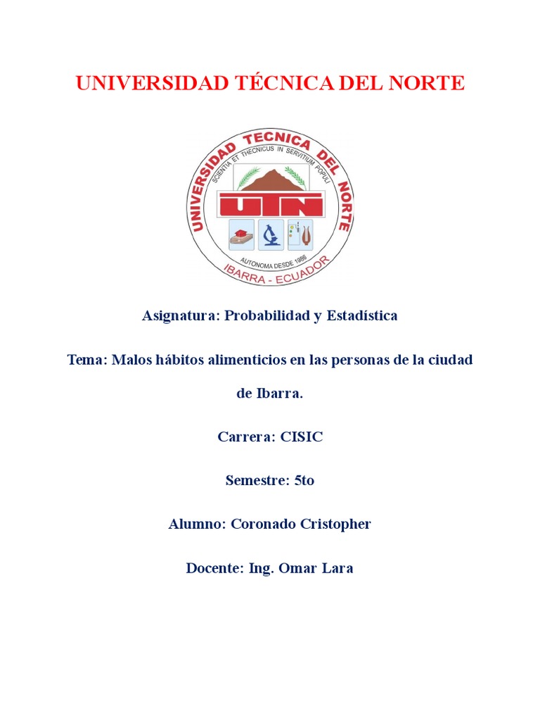 Proyecto Malos Hábitos Alimenticios en Ibarra | PDF | Alimentos | Nutrición