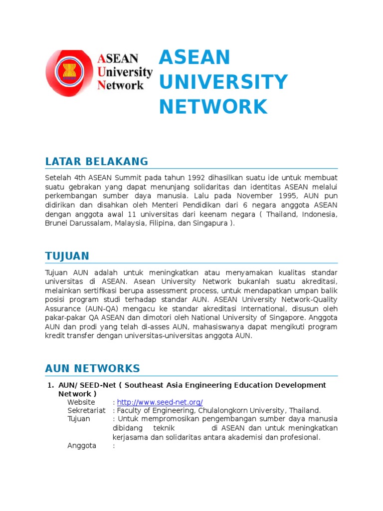 Asean University Network | PDF