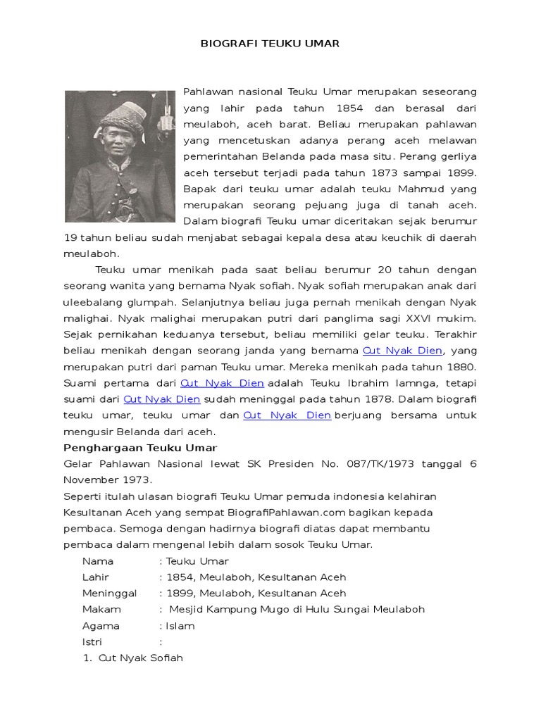 Biografi Teuku Umar | PDF