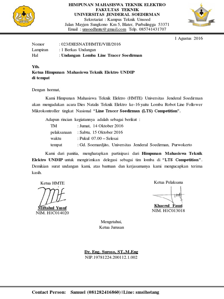 Undangan Mengikuti Line Tracer Soedirman 2016 Hmte Unsoed - Kategori Mahasiswa - Undip | PDF ...