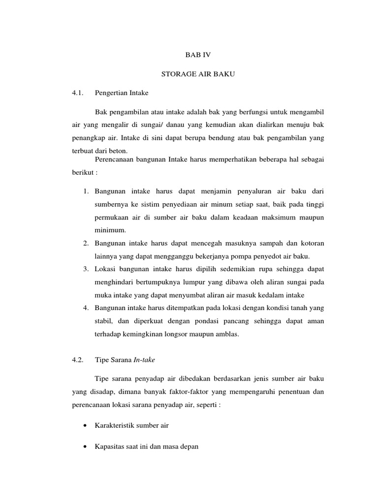 Kajian Pustaka Air Bersih (Komponen Intake) | PDF | Griya & Taman ...