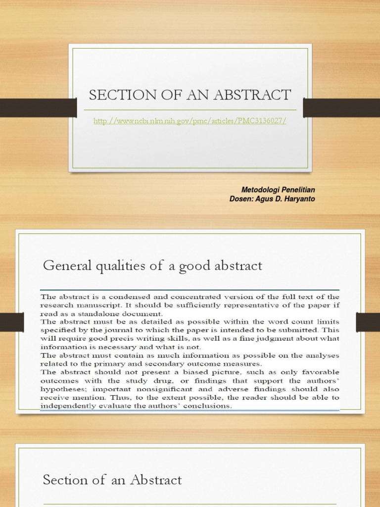 3 Abstract Sections | Abstract (Summary) | Cognition