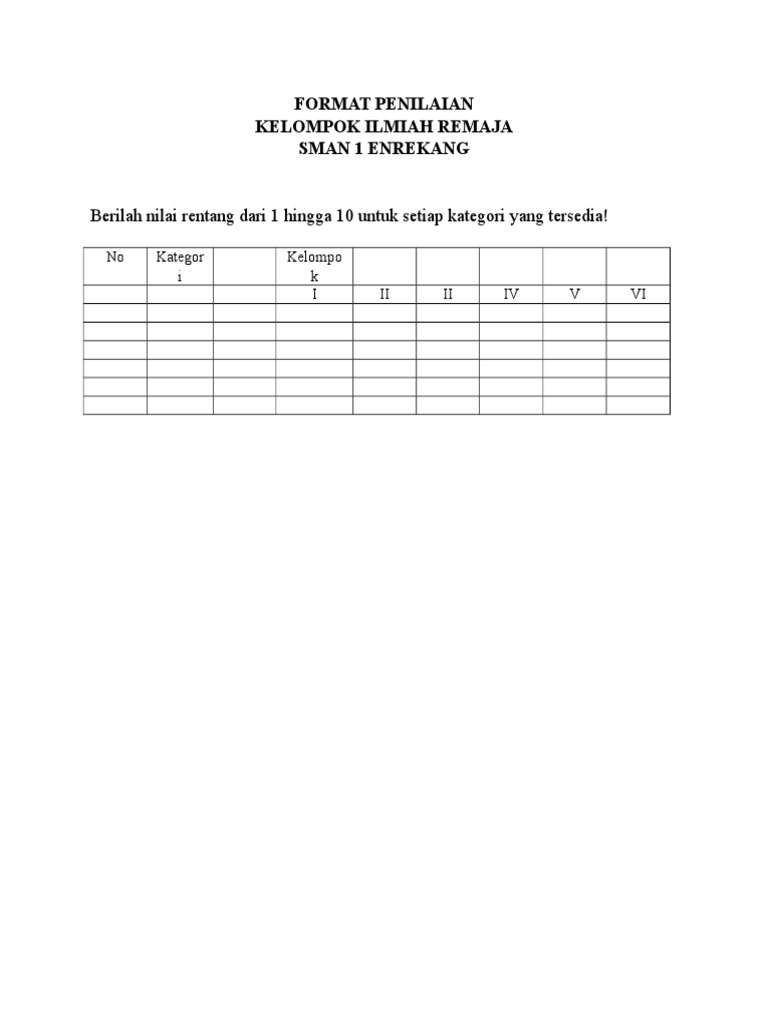 Format Penilaian Kir | PDF