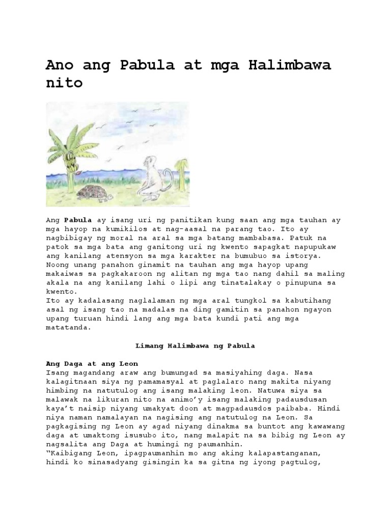 Ano Ang Pabula at Mga Halimbawa Nito | PDF