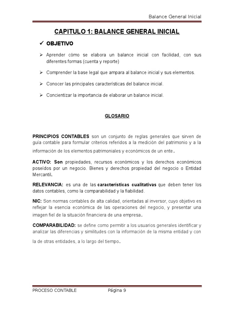 Balance General Inicial | Hoja de balance | Contabilidad