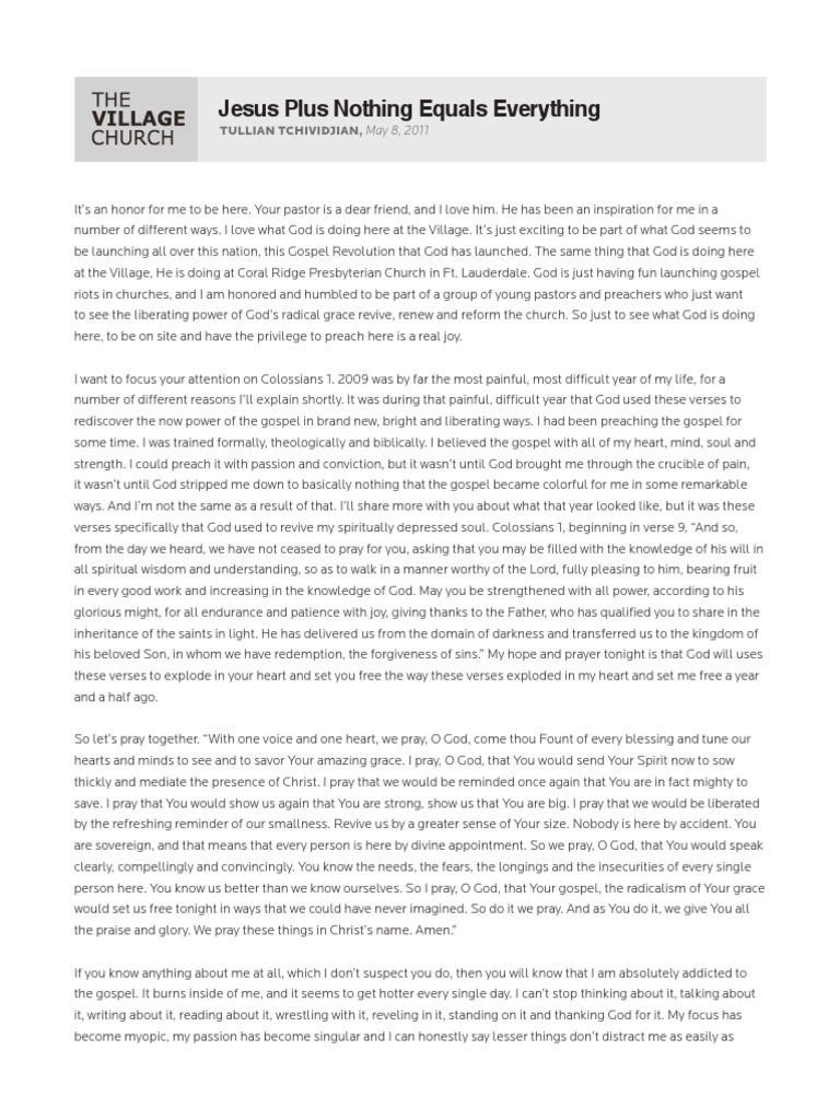 Jesus Plus Nothing Equals | PDF | The Gospel | Sanctification