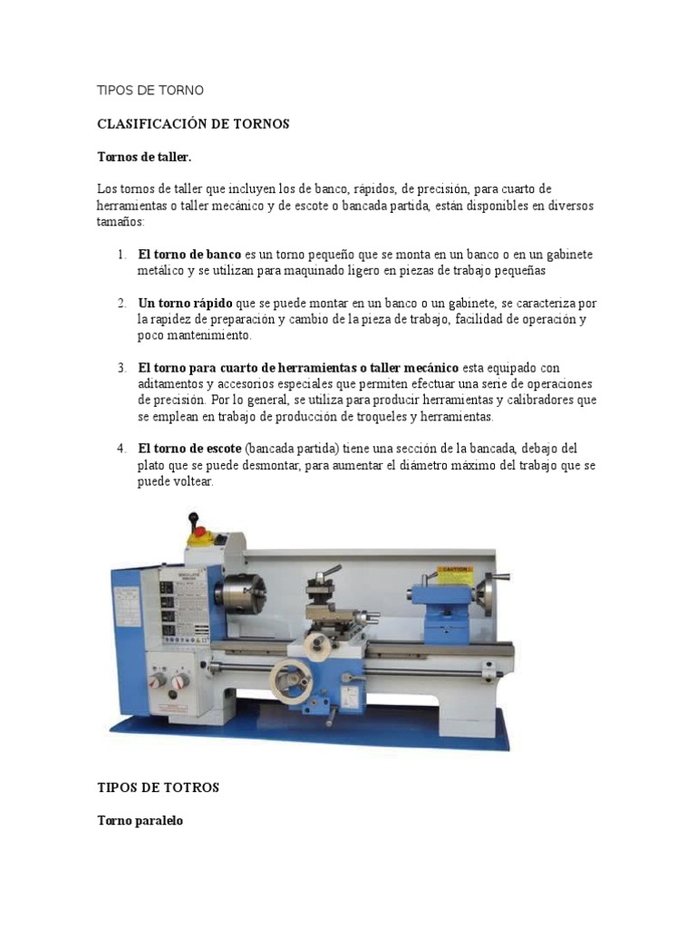 Clasificación y tipos de tornos: una guía completa | PDF | Control numerico | Industrias