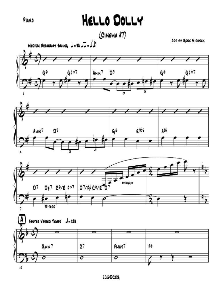 7.hello Dolly Piano | PDF | Classical Music | Leisure