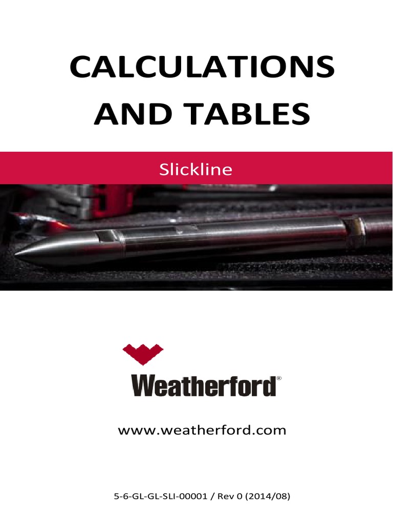 Slickline Calculations and Data Guide | PDF | Pressure | Area