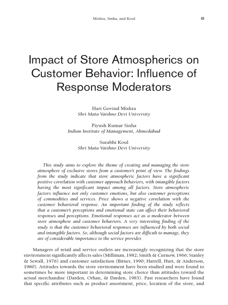 Impact of Store Atmospherics On Customer Behavior | PDF | Emotions | Retail