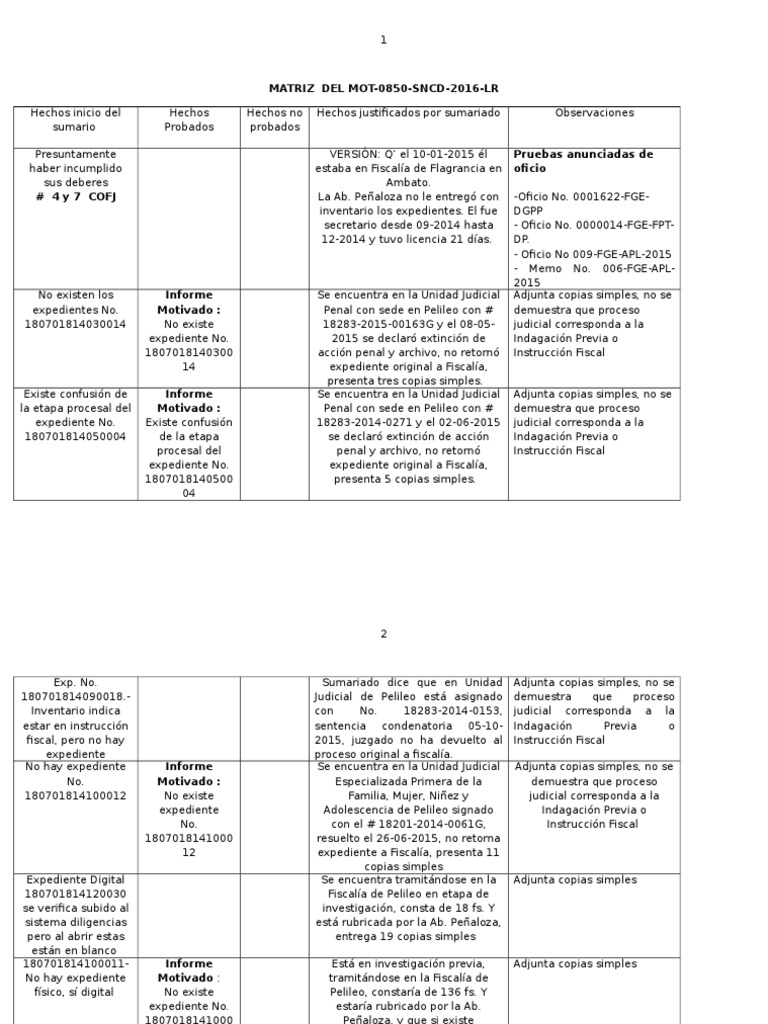 Matriz de Hechos Dr. Julio Toscano | Descargar gratis PDF | Fiscal | Información del gobierno
