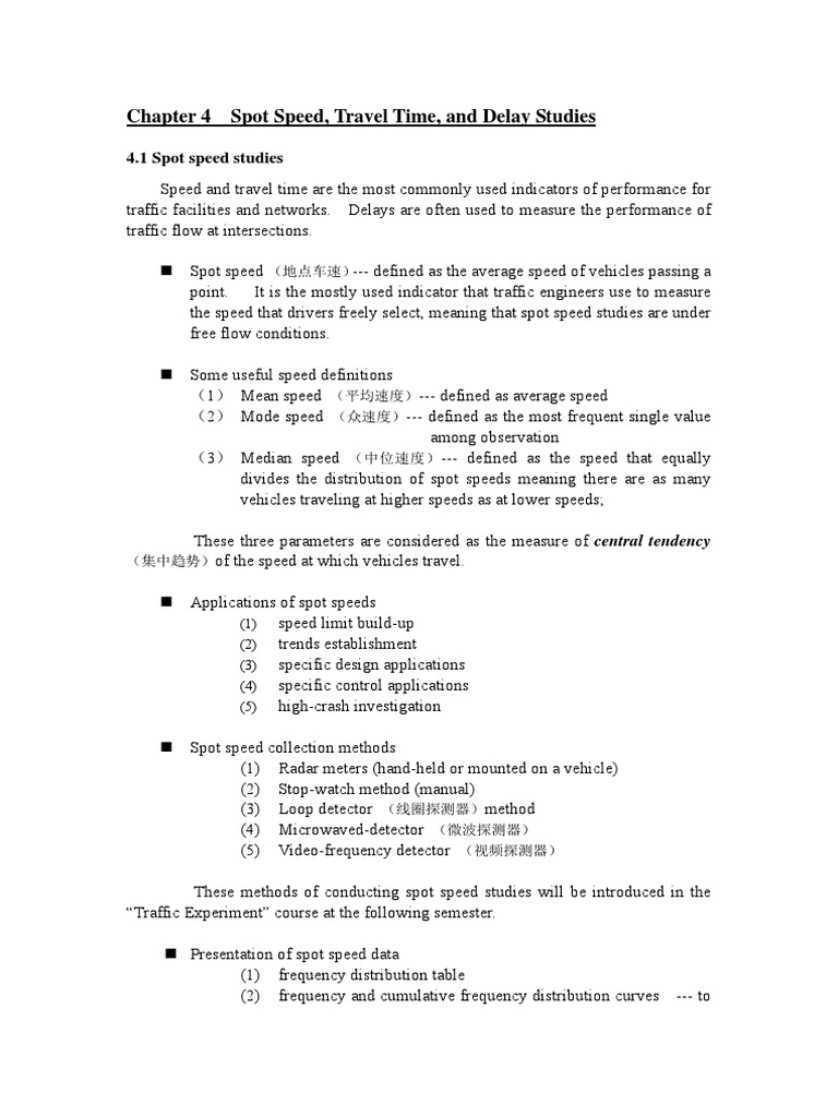 Spot Speed and Delay Study Methods | PDF | Confidence Interval | Traffic