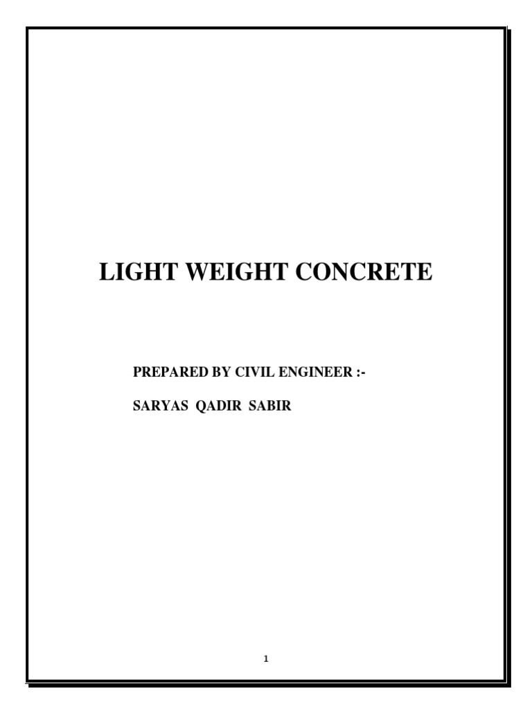 LIGHT WEIGHT CONCRETE MIX | PDF | Construction Aggregate | Concrete