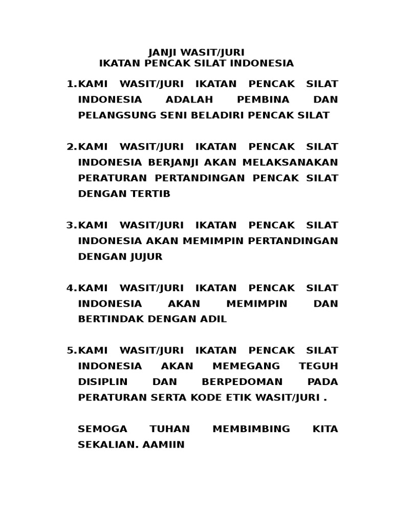 Janji Wasit Juri Silat | PDF