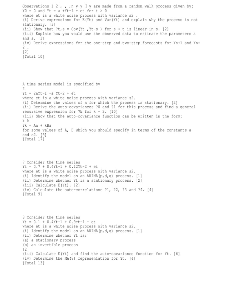 Time Series Questions | PDF | Autocorrelation | Autoregressive Model