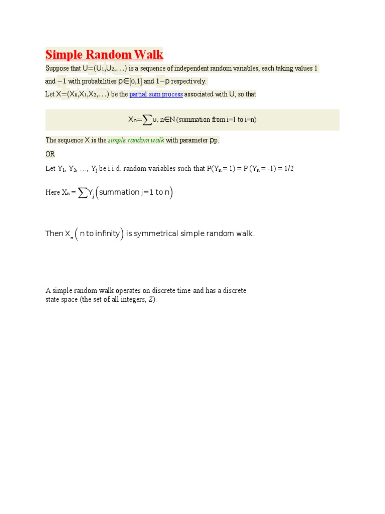 Simple Random Walk: U (U, U, ) 1 P (0,1) 1 P X (X, X, X, ) U X X P | PDF | Teaching Methods ...