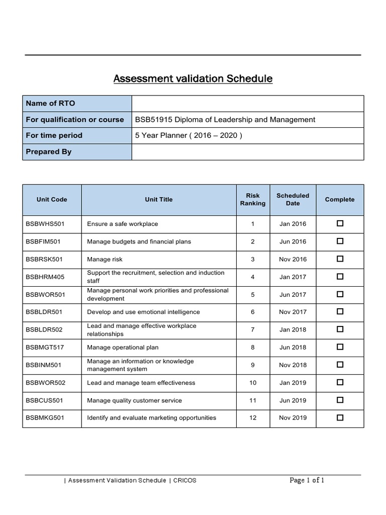 DoLM Assessment Validation Schedule | PDF