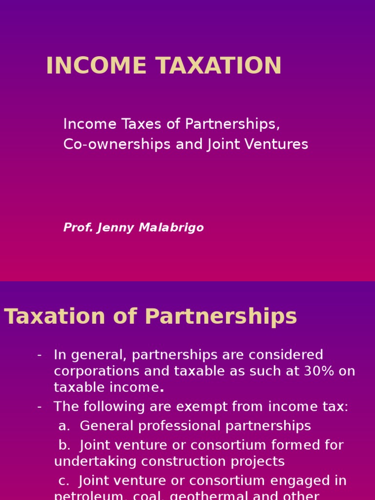 Income Taxation - Part 3 Partnership | PDF | Partnership | Income Tax