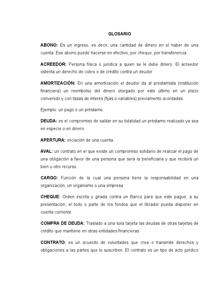 GLOSARIO TERMINOS FINANCIEROS | Bancos | Interés