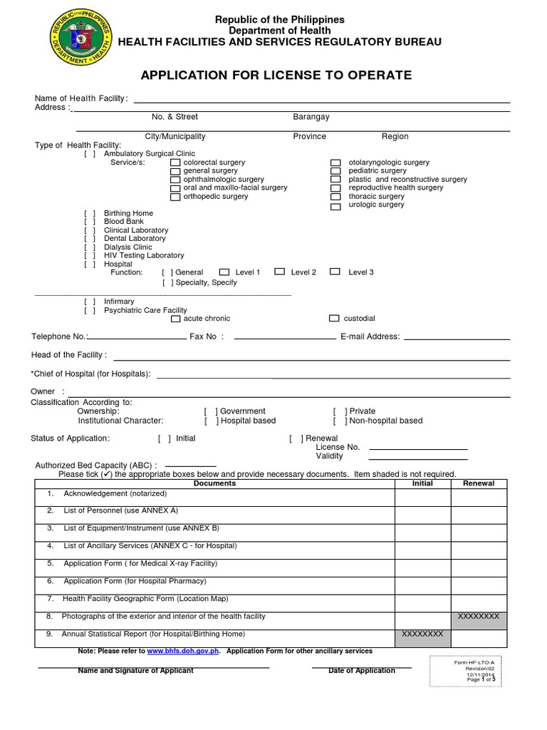 Application Form Birthing Home | Surgery | Specialty (Medicine)