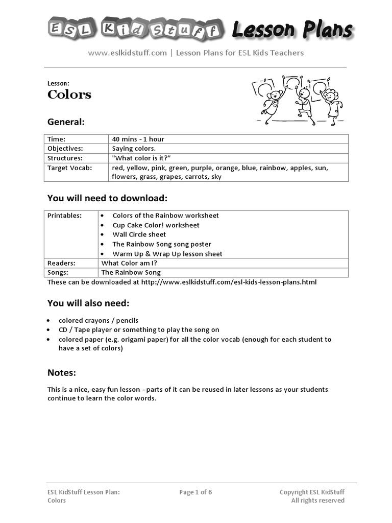 Colors Lesson Plan | PDF | Lesson Plan | Classroom