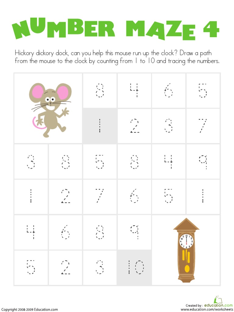 Number Maze Mouse Kindergarten | PDF