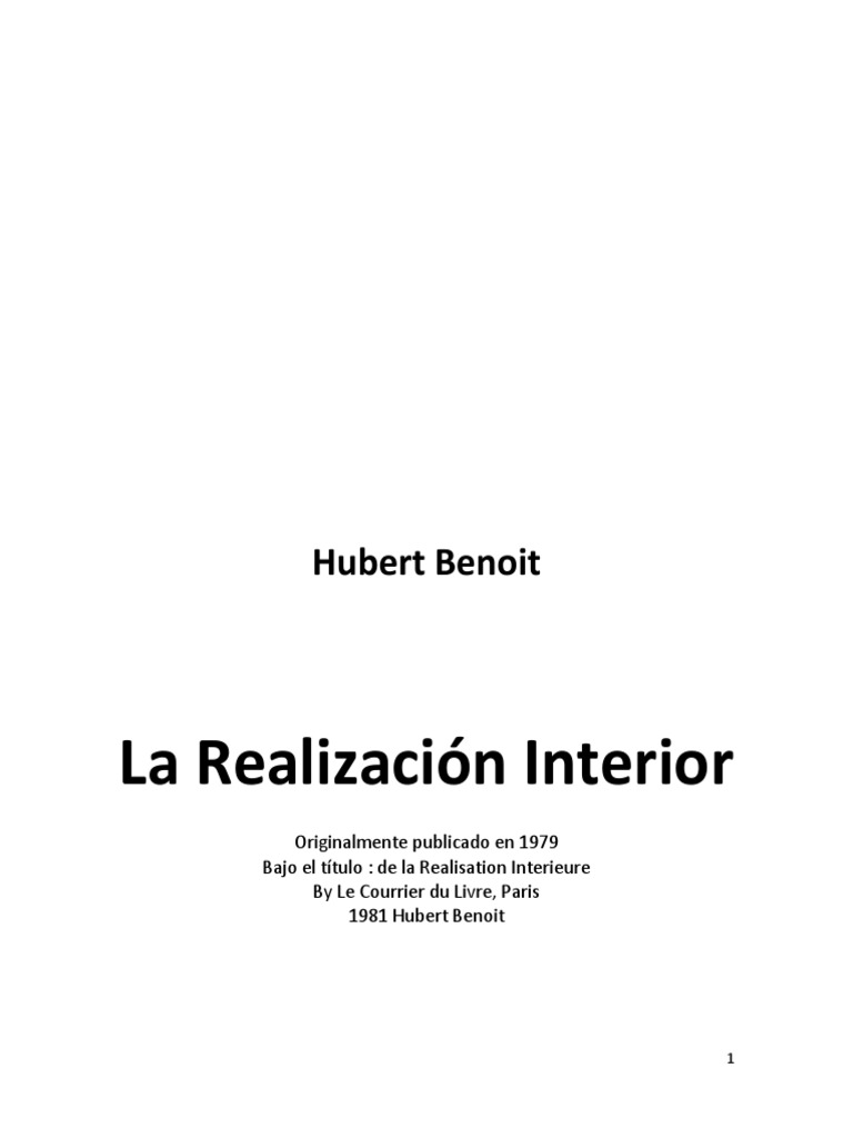La Realización Interior de Hubert Benoit | PDF | Metafísica | Dios