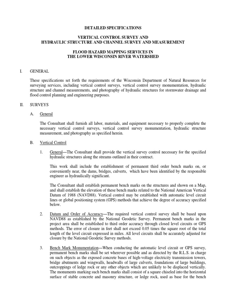 Vertical Control Survey and Hydraulic Structure and Channel Survey and ...