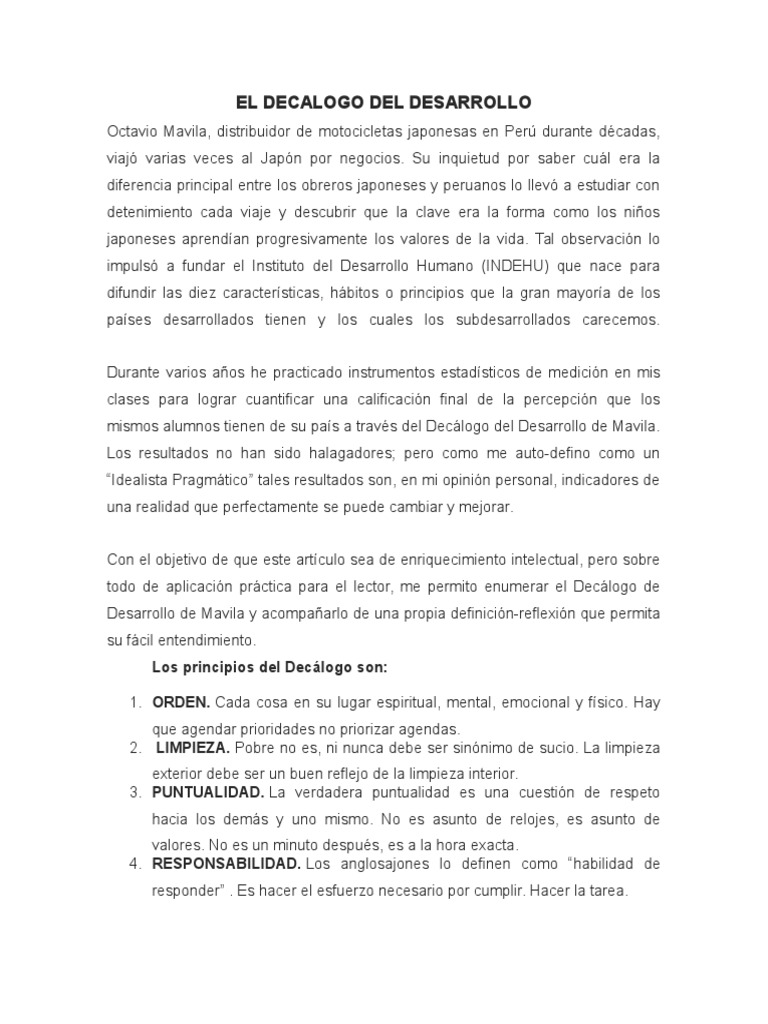 Decálogo del Desarrollo de Mavila | PDF | Science | Ciencia y Tecnología
