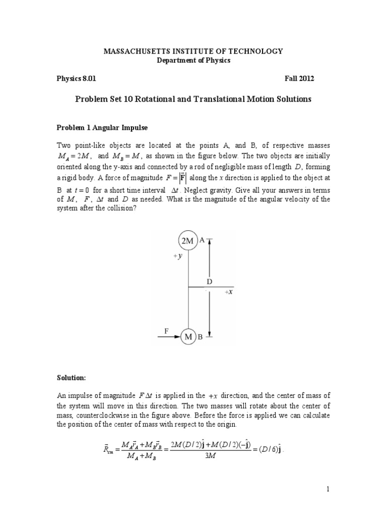 MIT Problems | PDF | Collision | Angular Momentum
