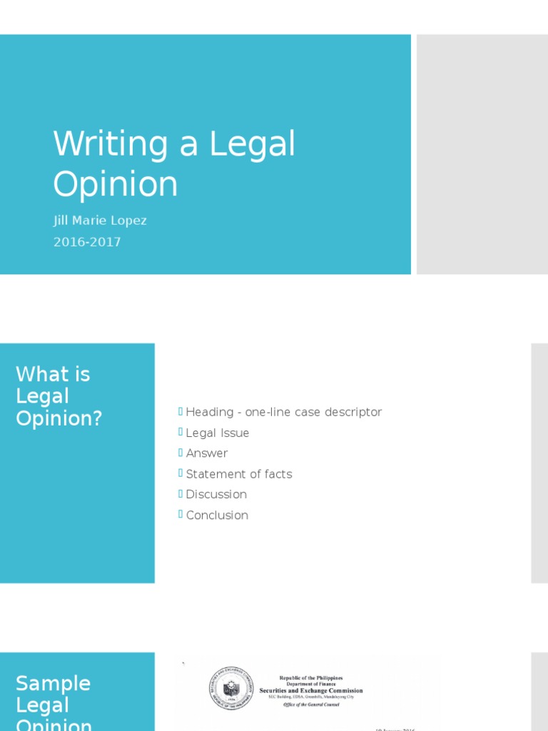 Writing A Legal Opinion: Jill Marie Lopez 2016-2017 | PDF