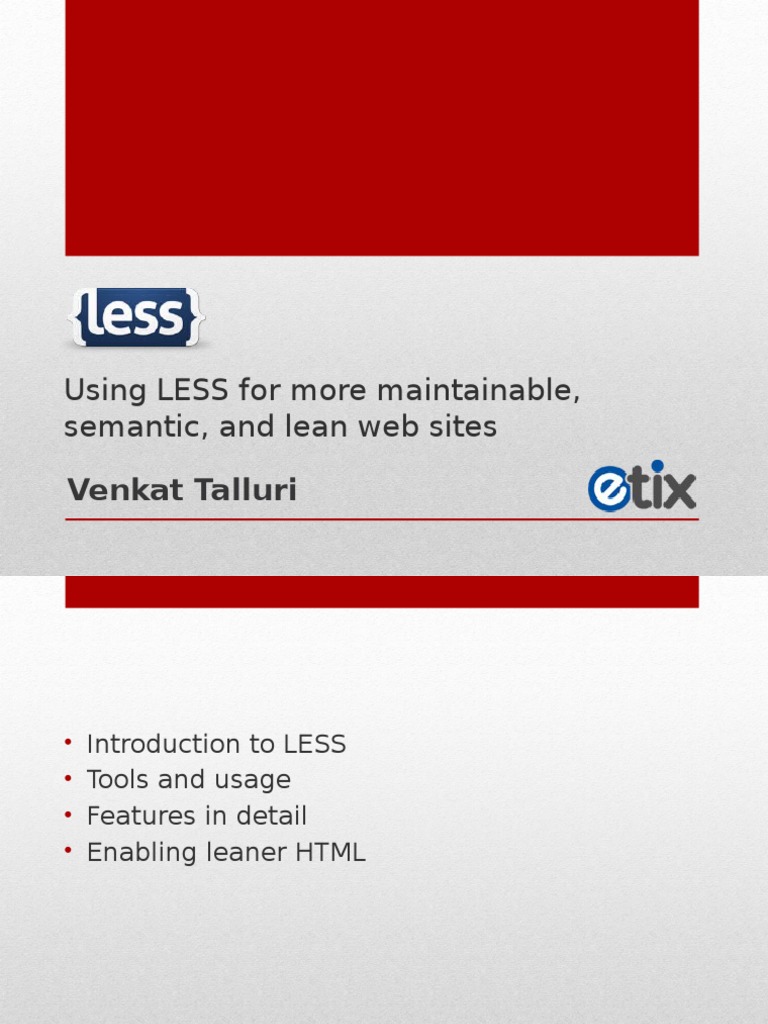 Using LESS For Better HTML | Download Free PDF | Cascading Style Sheets ...