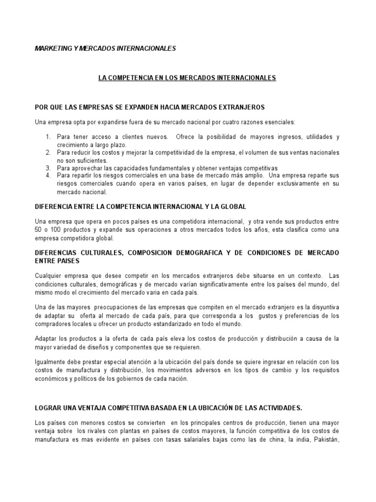 Competencia Internacional | PDF | Competitividad | Distribución (comercial)