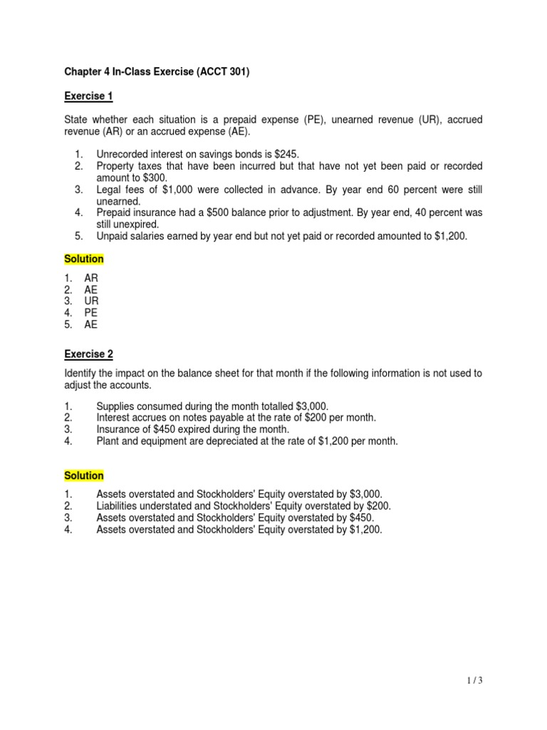 CH 4 In-Class Exercise 2 (Solutions) | PDF | Interest | Expense