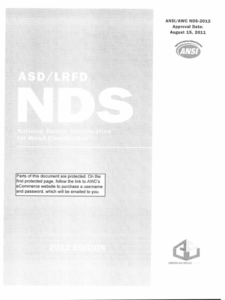 ANSI-AWC NDS 2012 ASD-LRFD National Design Specification For Wood ...