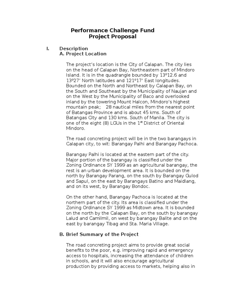 Performance Challenge Fund Project Proposal | Download Free PDF ...