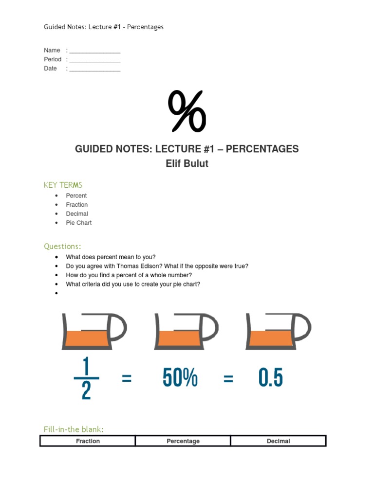 Percentages Guided Notes | PDF