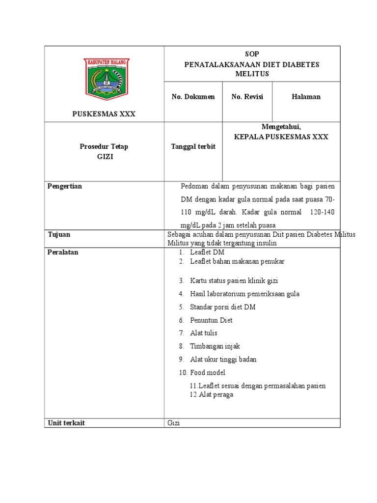 Sop Diet DM | PDF | Pengembangan Diri | Sains & Matematika