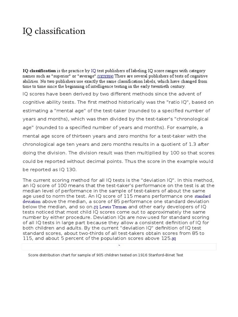 Iq Classification | PDF | Intelligence Quotient | Wechsler Adult ...