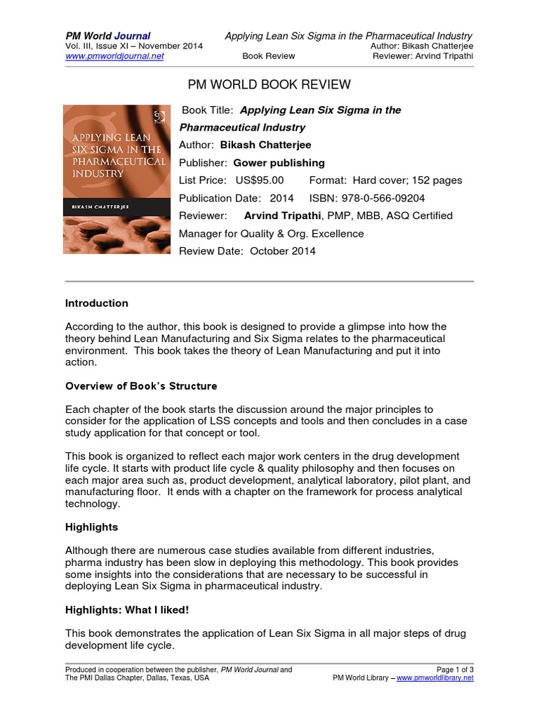 Book Review Application of LSS | PDF | Lean Manufacturing | Six Sigma