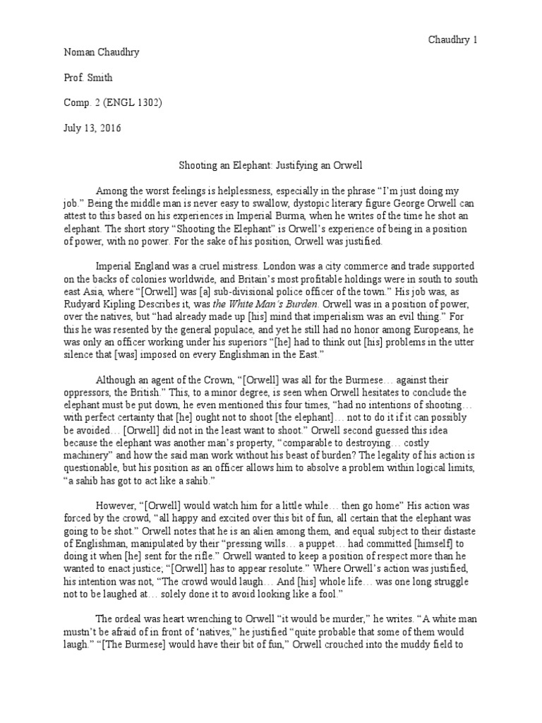 Analyzing Orwell's "Shooting an Elephant" | PDF | George Orwell