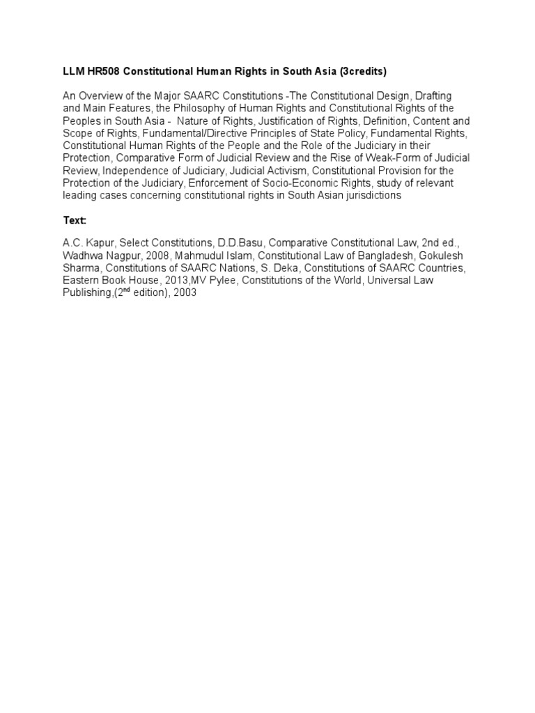 Constitutional Human Rights in South Asia | PDF | Social Science