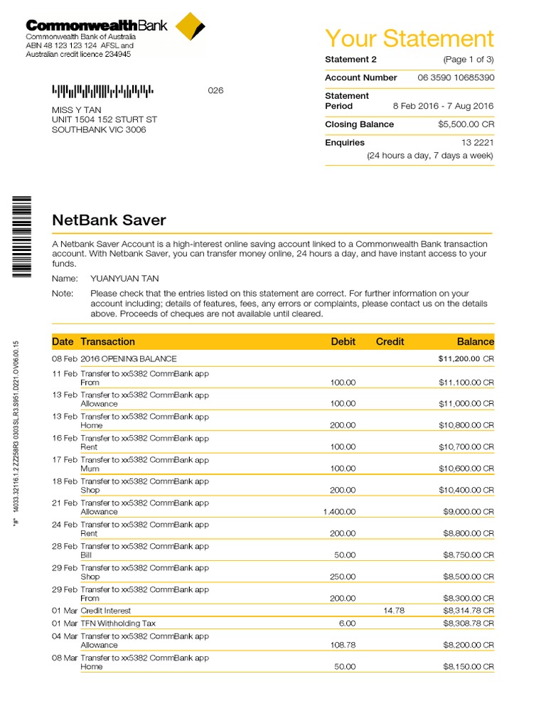 NetBank Saver Account Statement | PDF
