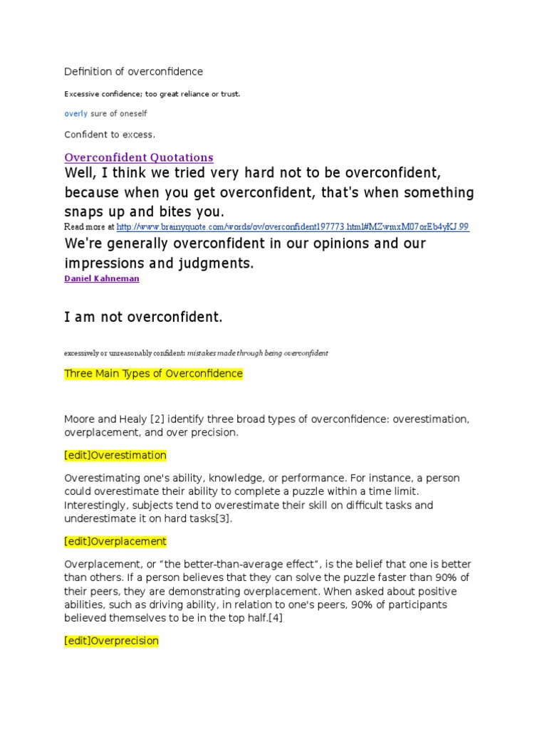 Understanding Overconfidence | PDF | Bias | Ignorance