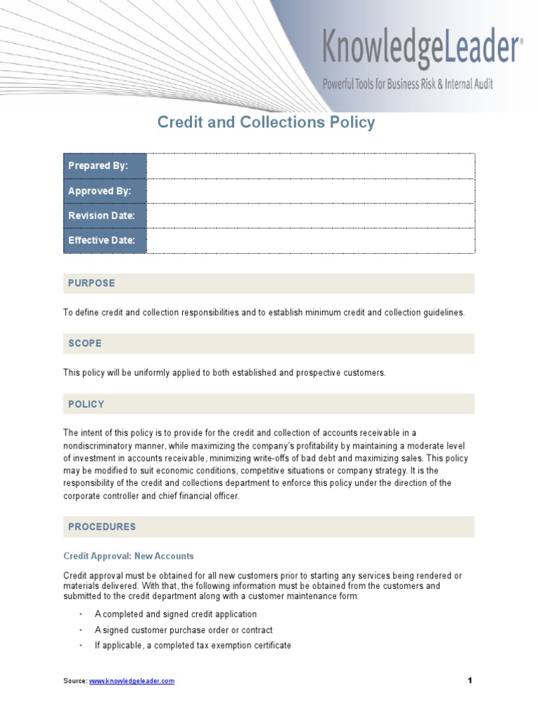 Credit and Collections Policy | Debits And Credits | Collection Agency ...