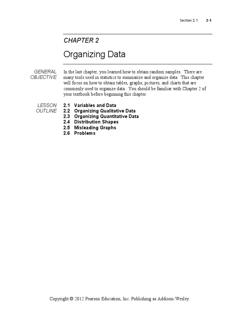 Chapter 2 Organizing Data | PDF | Histogram | Chart