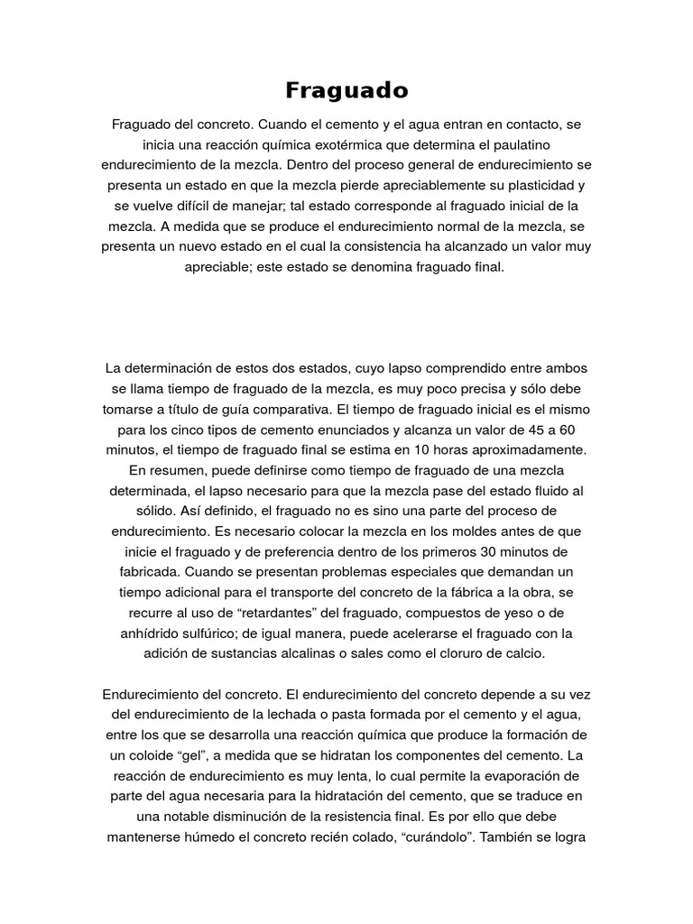 Que Es El Fraguado | PDF | Cemento | Mezcla