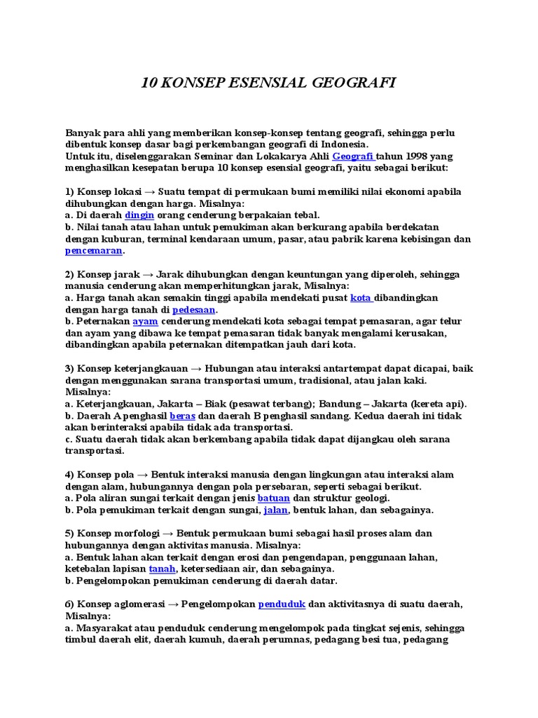 KONSEP DASAR GEOGRAFI | PDF