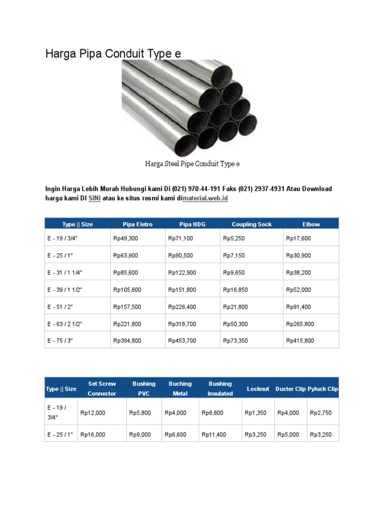Harga Pipa Conduit Type e | PDF