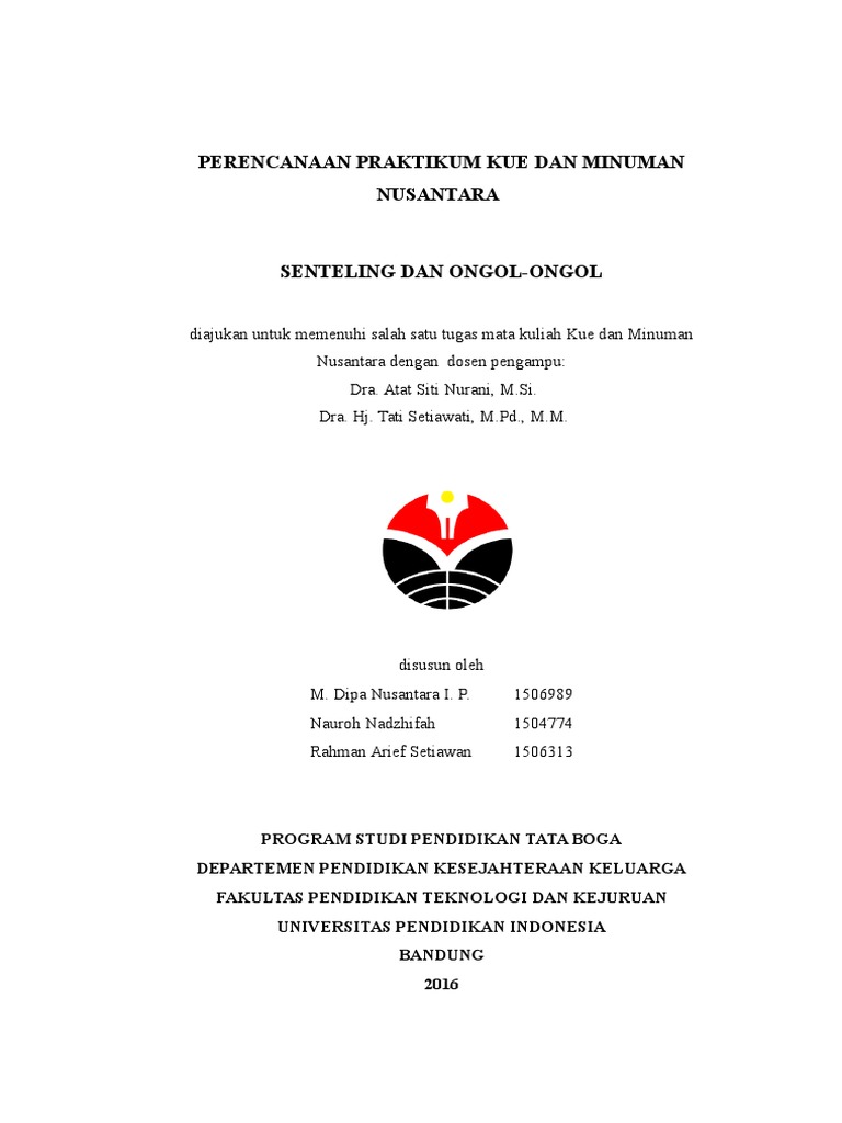 Perencanaan Kue Ongo-Ongol Sentil | PDF | Memasak, Makanan, & Anggur